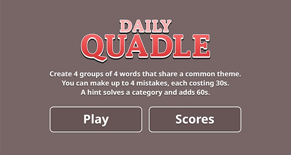 Daily Quadle Game 🕹️ Play Online Now at RoundGames